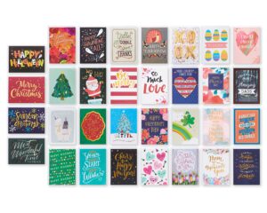 american greetings deluxe holiday card assortment, graduation, fathers day, birthdays and all occasions (33-count)