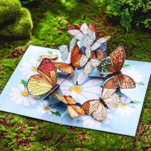 Liif Butterfly 3D Greeting Pop Up Thinking Of You Card, All Occasions, Sympathy, Just Because, Mothers Day, Birthday Card For Wife, Mom, Grandma | With Message Note & Envelop | Size 7" x 5"