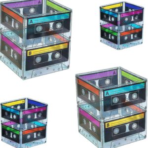 Cassette Tape Bucket Centerpiece (4 Pack) 80s Party Supplies, 90's Theme Birthday Party Decoration Cassette Tape Table Decor, Retro Hip Hop Pop Music Culture Party for Adults & Kids by 4E's Novelty