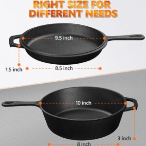 MICHELANGELO Cast Iron Skillet with Lid, 2-In-1 3 Qt Dutch Oven & 9.5" Skillet With Pre-seasoned Interior, Preseason Cast Iron Skillets with Lid, Cast Iron Skillets