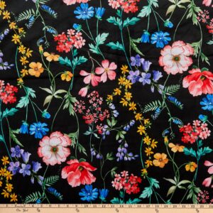 shannon minky digital cuddle florist black, fabric by the yard