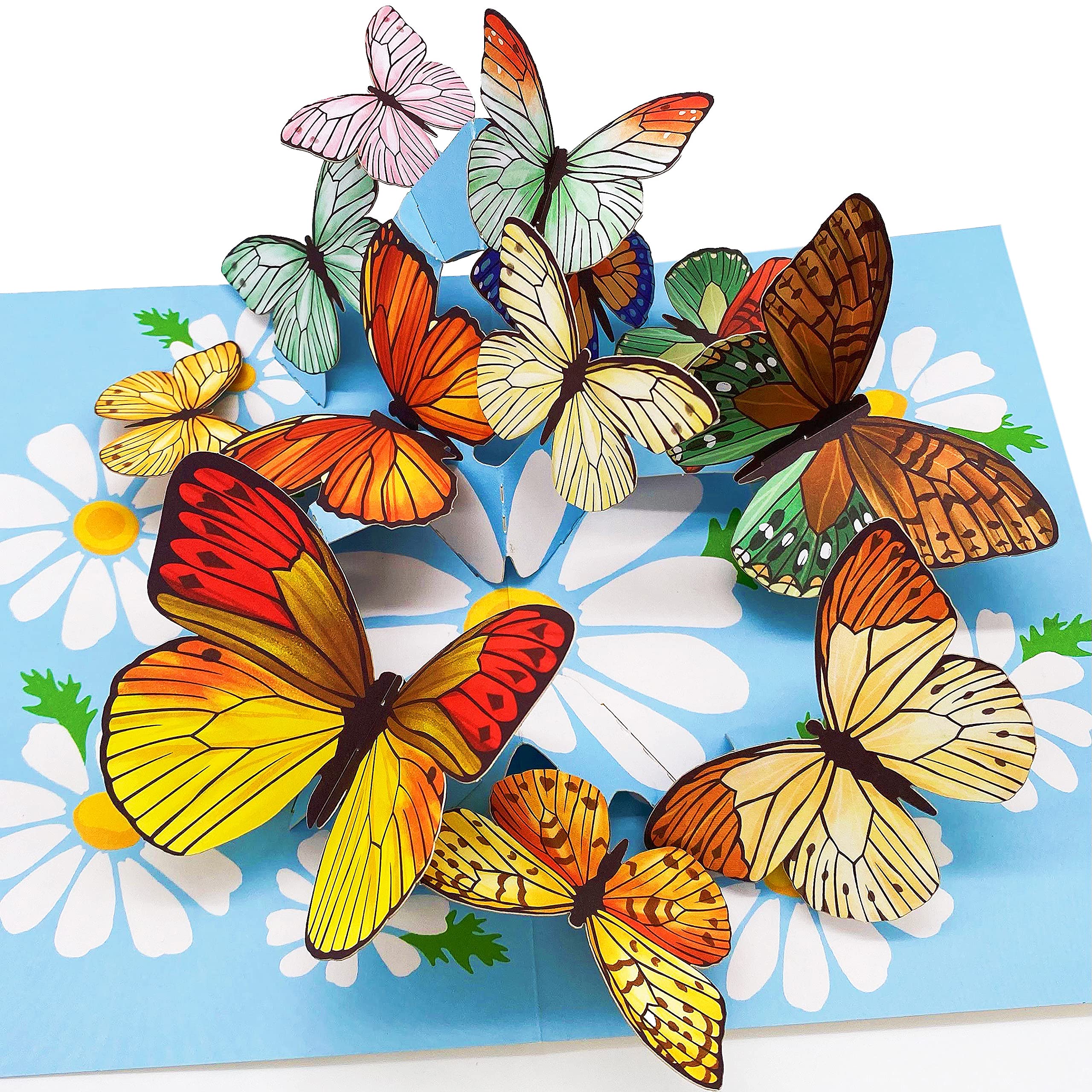 Liif Butterfly 3D Greeting Pop Up Thinking Of You Card, All Occasions, Sympathy, Just Because, Mothers Day, Birthday Card For Wife, Mom, Grandma | With Message Note & Envelop | Size 7" x 5"