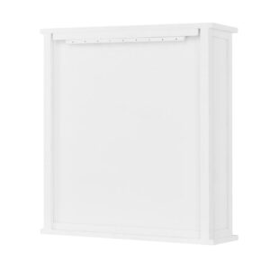 Alaterre Furniture Coventry Wall Mounted Bath Storage Cabinet with Two Doors and Open Shelf - White - 27" W x 29" H - Adjustable Interior Shelf - Bathroom Organizer and Space Saver