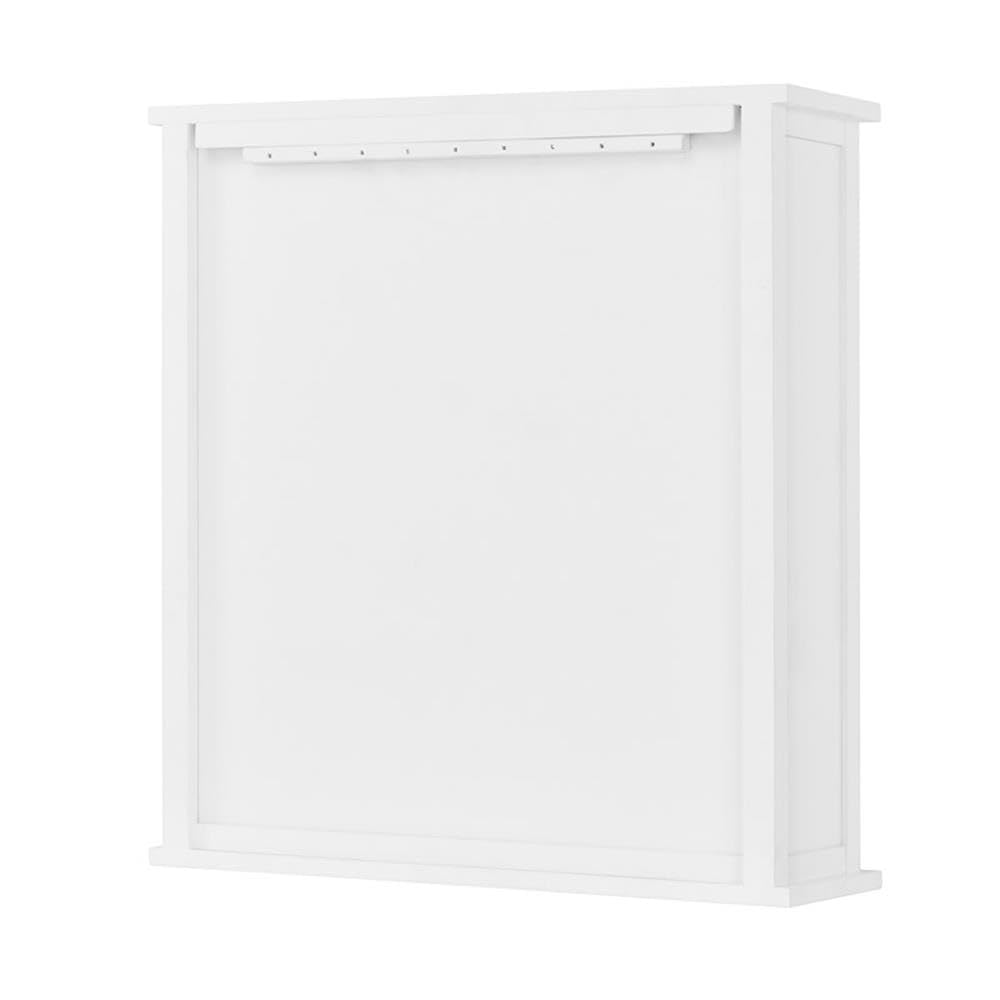 Alaterre Furniture Coventry Wall Mounted Bath Storage Cabinet with Two Doors and Open Shelf - White - 27" W x 29" H - Adjustable Interior Shelf - Bathroom Organizer and Space Saver