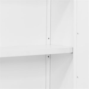 Alaterre Furniture Coventry Wall Mounted Bath Storage Cabinet with Two Doors and Open Shelf - White - 27" W x 29" H - Adjustable Interior Shelf - Bathroom Organizer and Space Saver