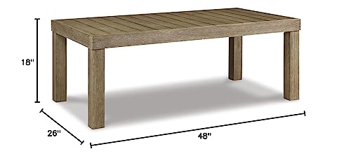 Signature Design by Ashley Outdoor Silo Point Eucalyptus Patio Coffee Table, Brown