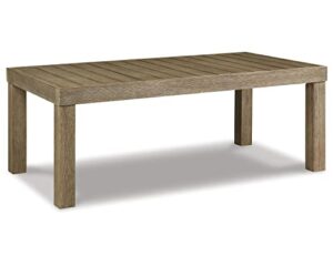 signature design by ashley outdoor silo point eucalyptus patio coffee table, brown