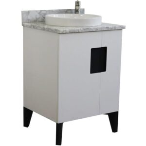 kolb 25" single round sink vanity with white marble stone in white