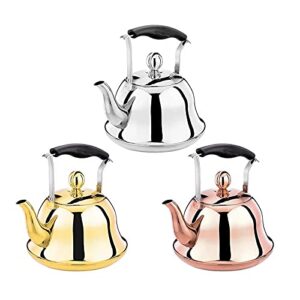 TKUS Whistling Kettle Infuser Loose Leaf Stainless Steel Teapot Rose Gold Tea Stove Induction Stove Copper 2-Liter 2.1-Quart (A)