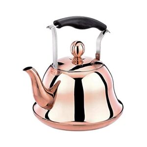 tkus whistling kettle infuser loose leaf stainless steel teapot rose gold tea stove induction stove copper 2-liter 2.1-quart (a)