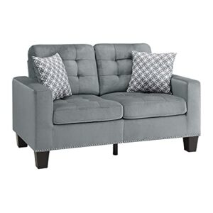 lexicon leighton fabric loveseat with 2 pillows, 57" w, gray