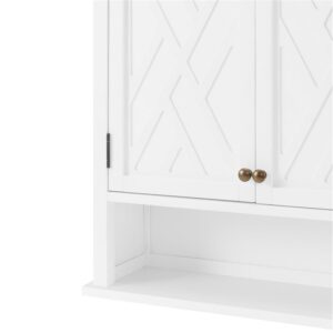 Alaterre Furniture Coventry Wall Mounted Bath Storage Cabinet with Two Doors and Open Shelf - White - 27" W x 29" H - Adjustable Interior Shelf - Bathroom Organizer and Space Saver