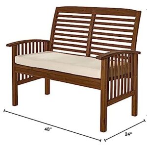 Afuera Living Solid Acacia Wood Patio Loveseat in Dark Brown