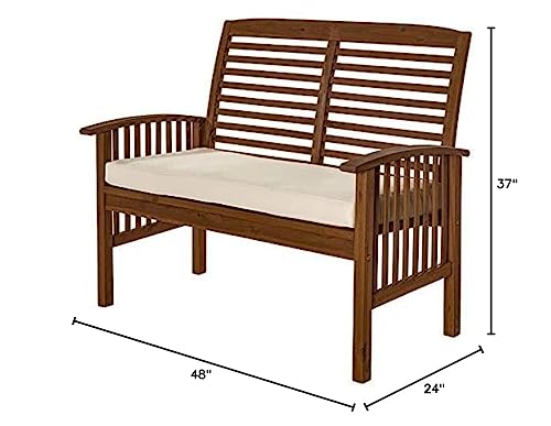 Afuera Living Solid Acacia Wood Patio Loveseat in Dark Brown