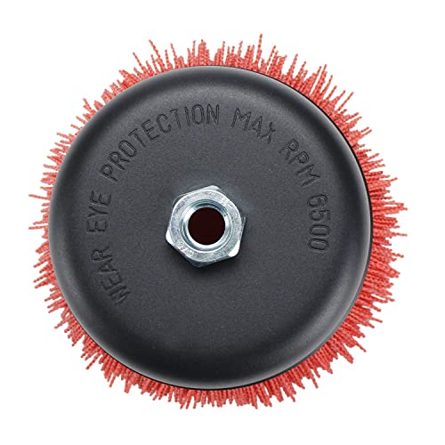 BHA 6" Abrasive Filament Nylon Bristle Cup Brush, 5/8"-11 Thread Arbor - Red (120 Grit)