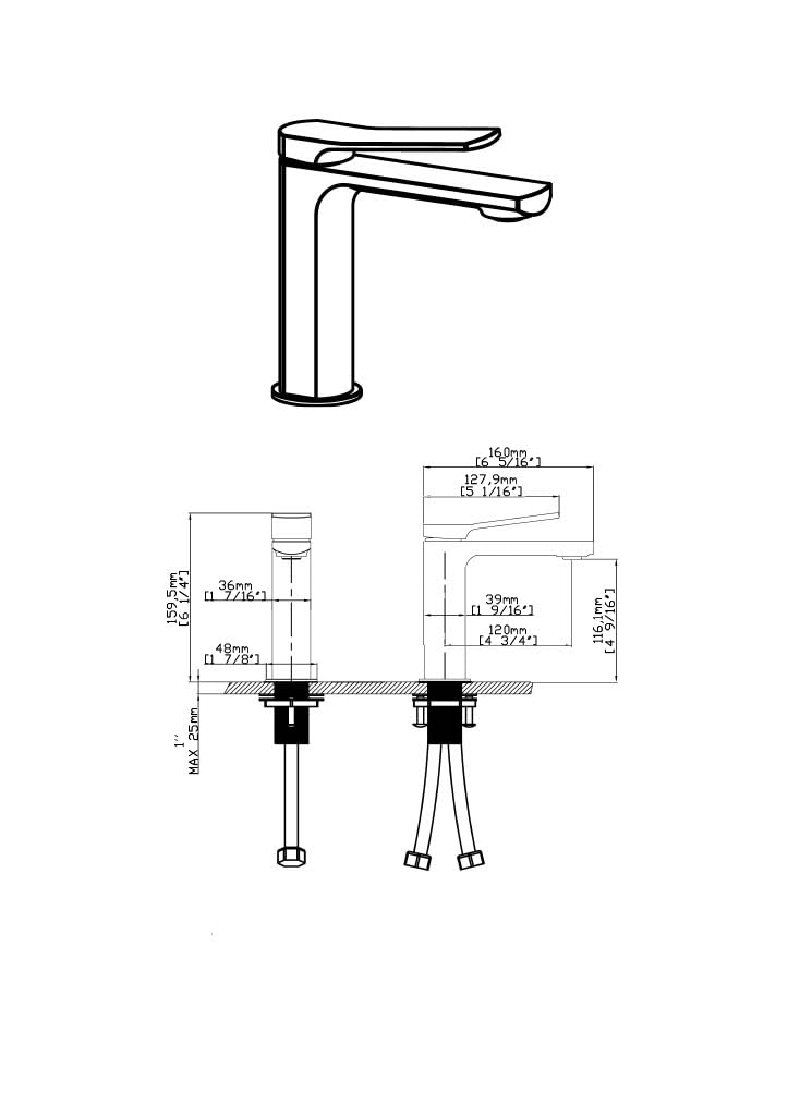 Galim Bathroom Faucets, Single Hole Sink Faucets for Bath & Kitchen, Heavy-Duty Single Handle Water Faucet, Brass Cartridge, Modern Top Mounted Design, Suitable for Hot and Cold Water, Matte Black