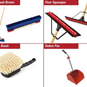 Harper 37518500 Heavy Duty Cleaning Set with Outdoor Push Broom, Floor Squeegee, Debris Pan and Handheld Scrubbing Brush