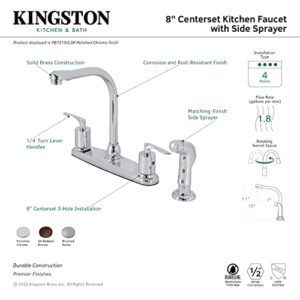 Kingston Brass FB751SVLSP Serena Centerset Kitchen Faucet with Plastic Sprayer, Polished Chrome