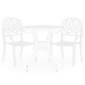 vidaxl bistro set 3 piece, table and chair for balcony, bistro table for yard park, outdoor furniture, industrial style, cast aluminum white