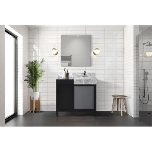 Lexora Home Zilara 36" Single Marble Top Bathroom Vanity with Chrome Faucet