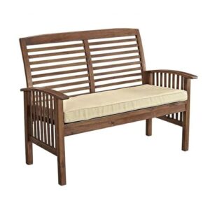 Afuera Living Solid Acacia Wood Patio Loveseat in Dark Brown