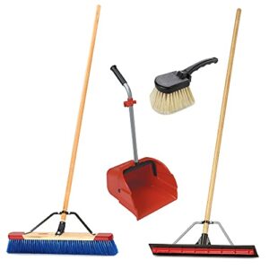 harper 37518500 heavy duty cleaning set with outdoor push broom, floor squeegee, debris pan and handheld scrubbing brush