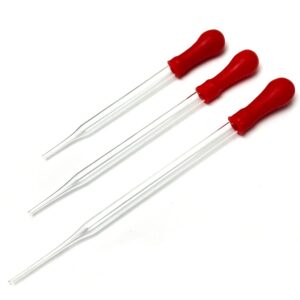 a set of 3pcs glass graduated pipette dropper liquid essential oil transfer with red rubber cap for essential oils & science laboratory(s/m/l)