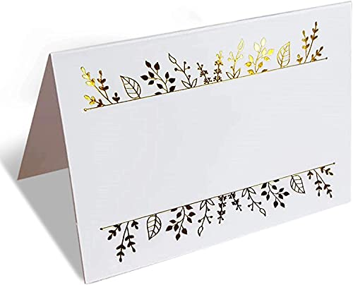 100 Pack Large Name Cards for Table Setting - Tent Place Cards with Gold Foil Design for Wedding, Banquets, Events, Reserved Seating, 2.5"x3.75"