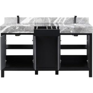 Lexora Home Zilara 60" Double Marble Top Bathroom Vanity with Gun Metal Faucet