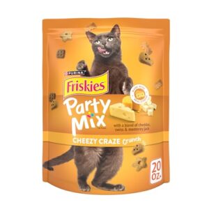 purina friskies cat treats, party mix cheezy craze crunch - 20 oz. pouch