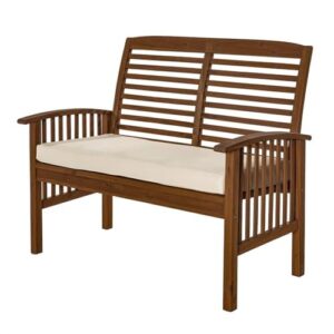 afuera living solid acacia wood patio loveseat in dark brown