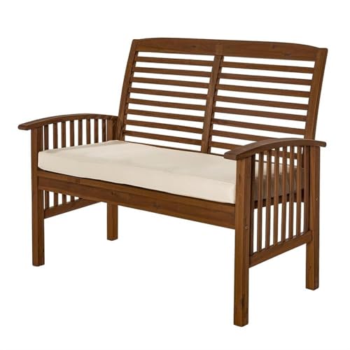 Afuera Living Solid Acacia Wood Patio Loveseat in Dark Brown