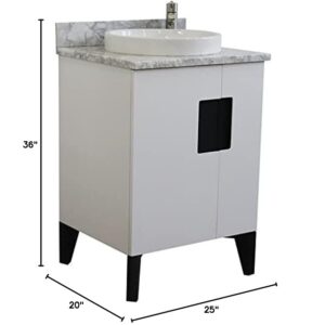 Kolb 25" Single Round Sink Vanity with White Marble Stone in White