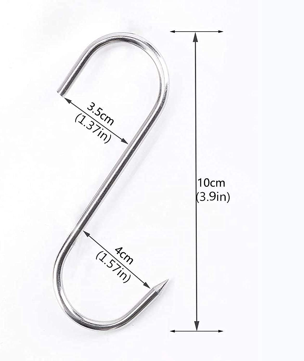 ARTOYS Meat Hooks 4'' 4mm, SUS304 Stainless Steel Butcher's Hook(10Pack), Meat Hook for Smoker, Drying, Butchering, Smoking, BBQ, Grilling,Jerky.