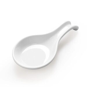 onemore ceramic spoon rest for stove top - extra wide heat-resistant ladle holder for kitchen utensils/tools - large, white