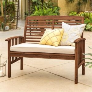 Afuera Living Solid Acacia Wood Patio Loveseat in Dark Brown