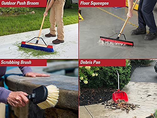 Harper 37518500 Heavy Duty Cleaning Set with Outdoor Push Broom, Floor Squeegee, Debris Pan and Handheld Scrubbing Brush