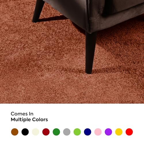 Furnish my Place Modern Plush Solid Color Rug - Rust, 2' x 3', Pet and Kids Friendly Rug. Made in USA, Area Rugs Great for Kids, Pets, Event, Wedding