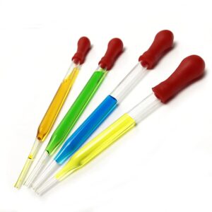 A Set of 3pcs Glass Graduated Pipette Dropper Liquid Essential Oil Transfer with Red Rubber Cap for Essential Oils & Science Laboratory(S/M/L)