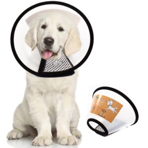 qiyadin plastic pet recovery collars & cones for dogs and cats after surgery adjustable dog neck cone surgical elizabeth e-collar prevent biting and stop licking wound (s-neck: 10.2-13.0 in)