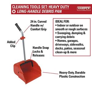 Harper 37518500 Heavy Duty Cleaning Set with Outdoor Push Broom, Floor Squeegee, Debris Pan and Handheld Scrubbing Brush