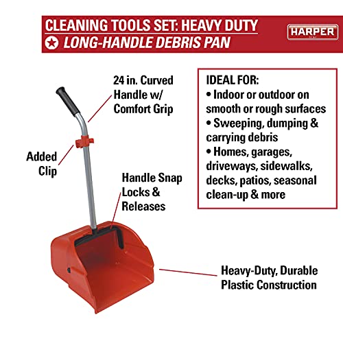 Harper 37518500 Heavy Duty Cleaning Set with Outdoor Push Broom, Floor Squeegee, Debris Pan and Handheld Scrubbing Brush