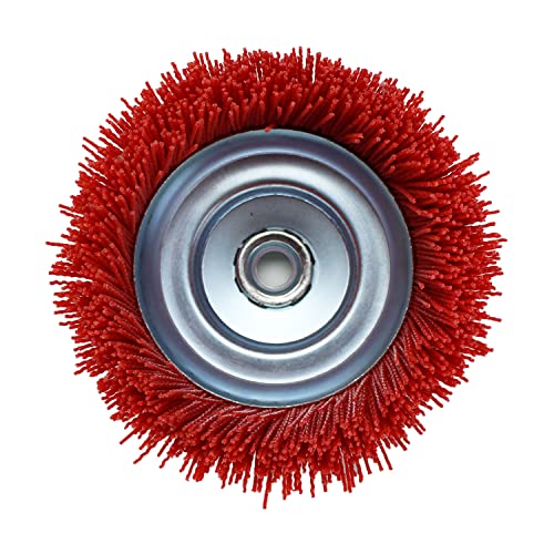 BHA 6" Abrasive Filament Nylon Bristle Cup Brush, 5/8"-11 Thread Arbor - Red (120 Grit)