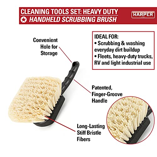 Harper 37518500 Heavy Duty Cleaning Set with Outdoor Push Broom, Floor Squeegee, Debris Pan and Handheld Scrubbing Brush