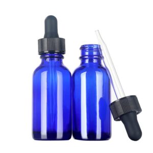 magic season boston round glass bottles (blue/ 1 fl oz. with droppers/ 2 pcs)