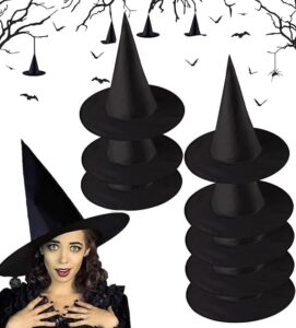 maiting 8pcs floating witch hat decorations,witches hat,hanging witch hats,halloween witches hats decor,witch hat,floating porch indoor outdoor hocus pocus decor party supplies,black