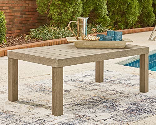 Signature Design by Ashley Outdoor Silo Point Eucalyptus Patio Coffee Table, Brown