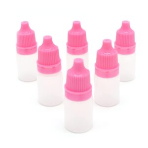 snadulor 60 pcs plastic dropper bottles,5ml empty squeezable dropper bottle with cap(pink)