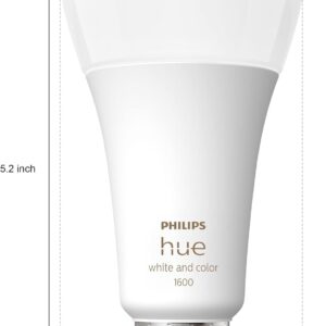 Philips Hue Smart 100W A21 LED Bulb - White and Color Ambiance Color-Changing Light - 1 Pack - 1600LM - E26 - Indoor - Control with Hue App - Works with Alexa, Google Assistant and Apple Homekit