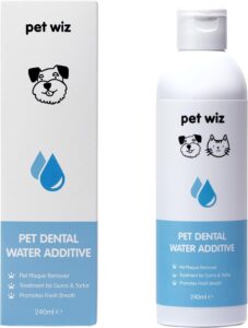 pet wiz dental water additive for dogs & cats - plaque remover, treatment for gums & tartar, promotes fresh breath